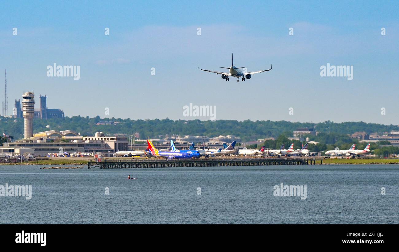 Washington DC, USA - 1 May 2024: Passenger plane landing at Ronald ...