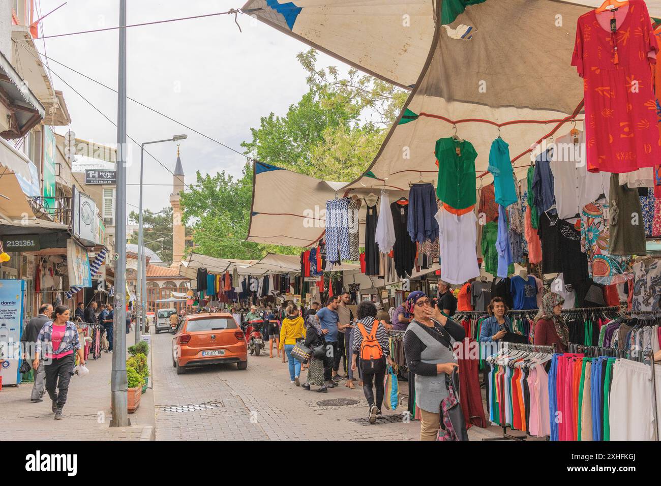 Busy traditional market day at the city of Mugla in Turkey Stock Photo ...