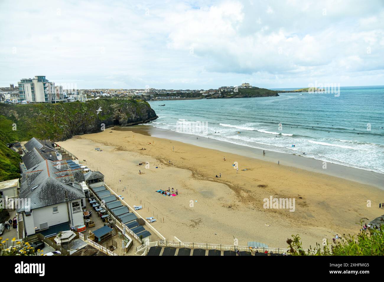 A short stroll along the promenade of Newquay on the west coast in ...