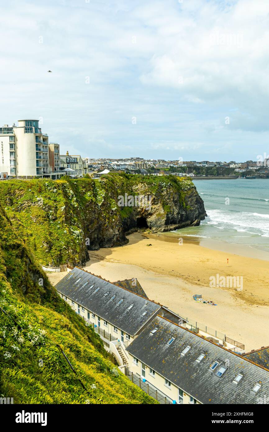 A short stroll along the promenade of Newquay on the west coast in ...