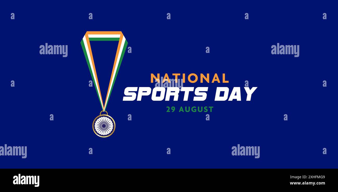 National Sports Day India logo name Indian flag made medel ...