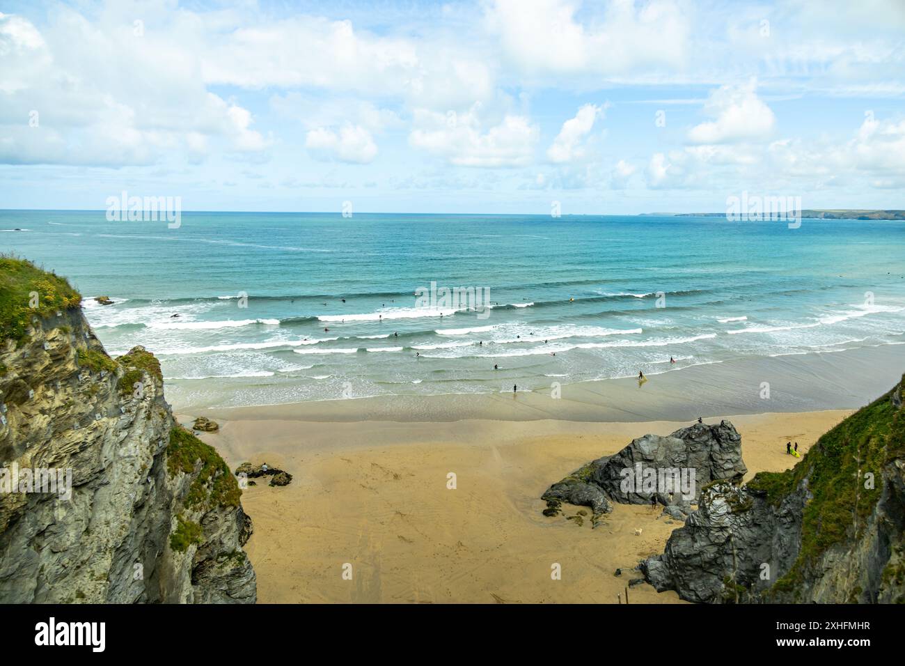 A short stroll along the promenade of Newquay on the west coast in ...