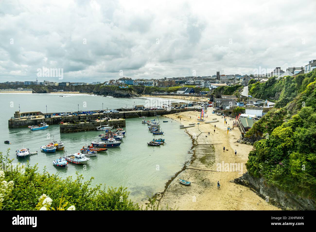 A short stroll along the promenade of Newquay on the west coast in ...