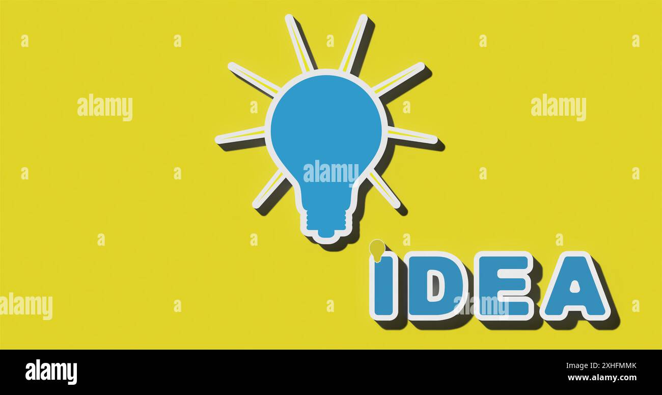 Electric lamp with rays on a yellow background, the concept of ...