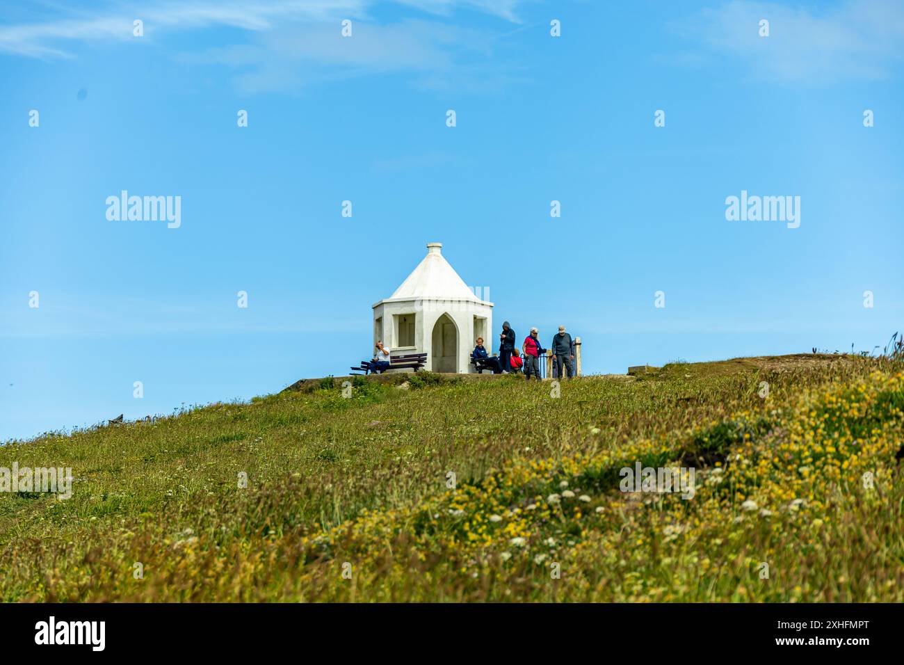 A short stroll along the promenade of Newquay on the west coast in ...