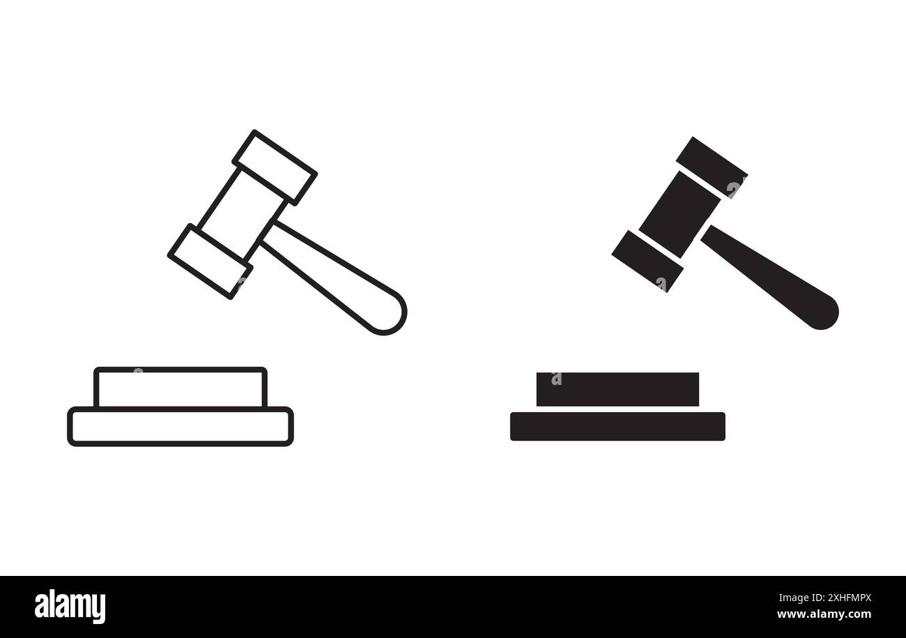 Auction icon Black line art vector in black and white outline set ...