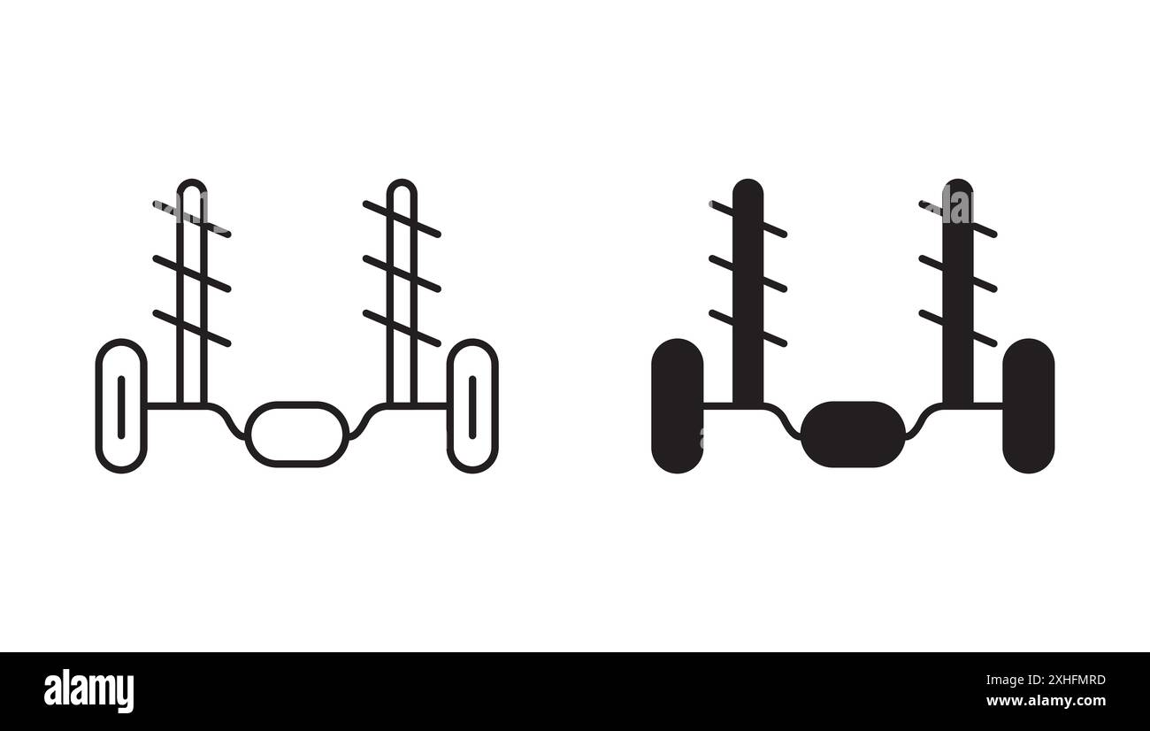 car anti roll bar icon Black line art vector in black and white outline set collection sign ...