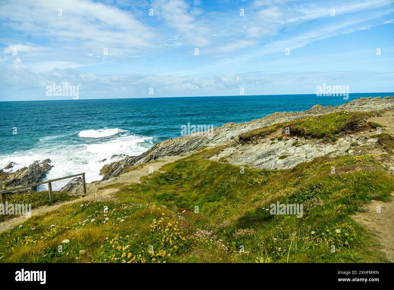 A short stroll along the promenade of Newquay on the west coast in ...