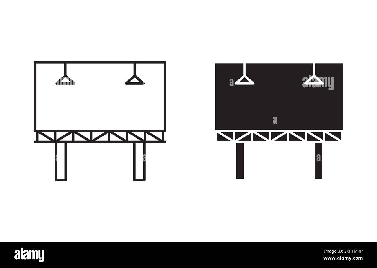 Billboard icon Black line art vector in black and white outline set ...