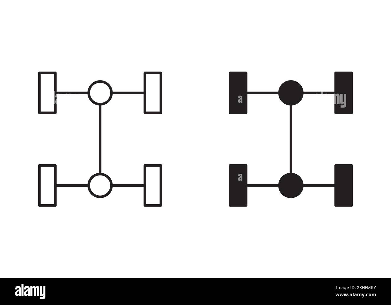 car axle icon Vector symbol or sign set collection in black and white outline Stock Vector Image ...