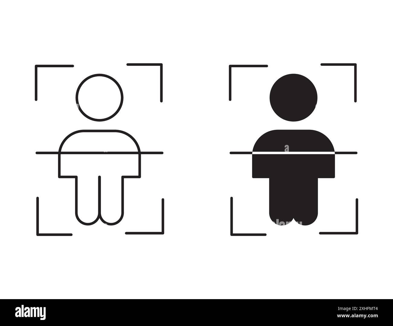 Body scan icon Vector symbol or sign set collection in black and white ...