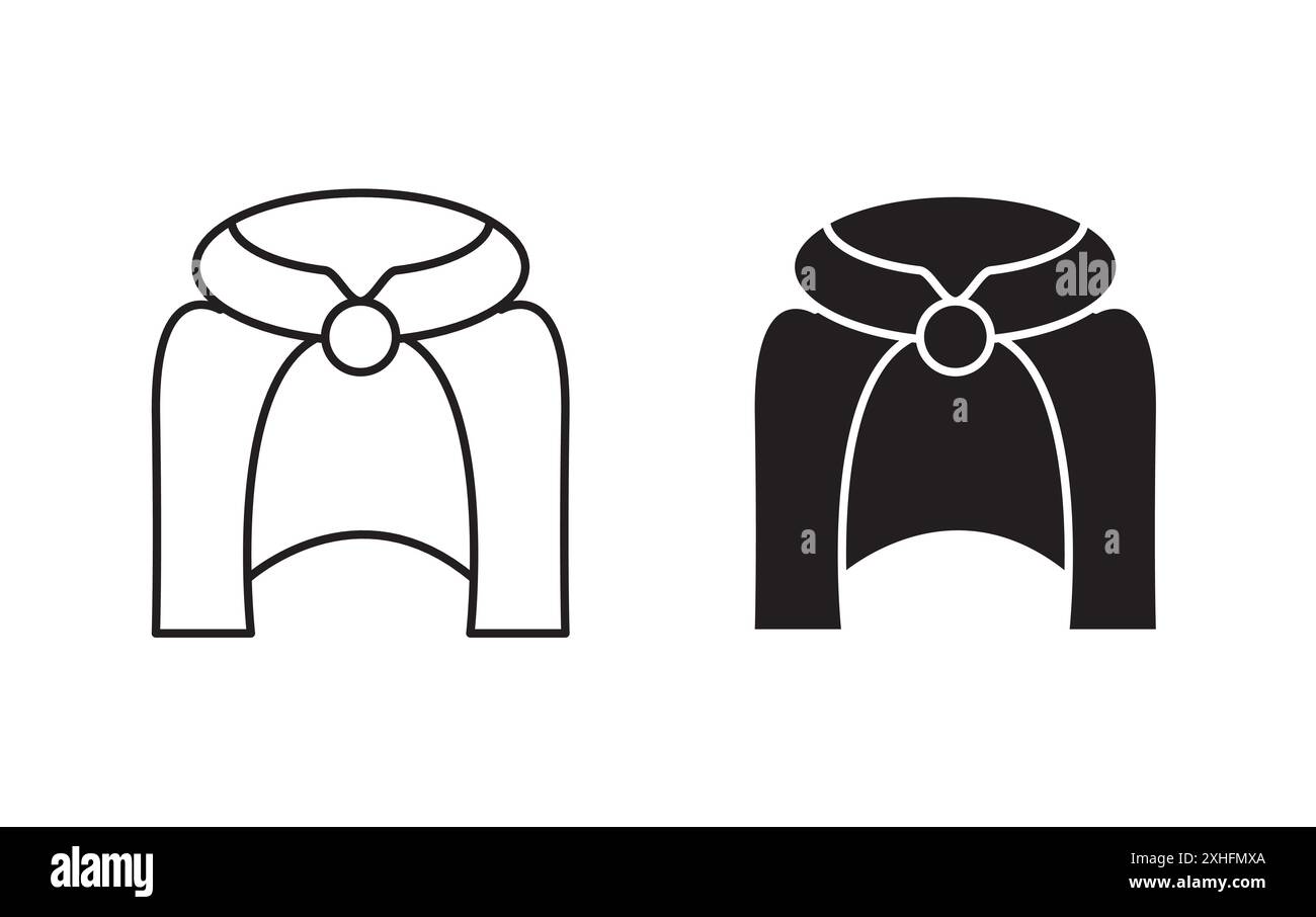 Cape icon Black line art vector in black and white outline set collection sign Stock Vector ...