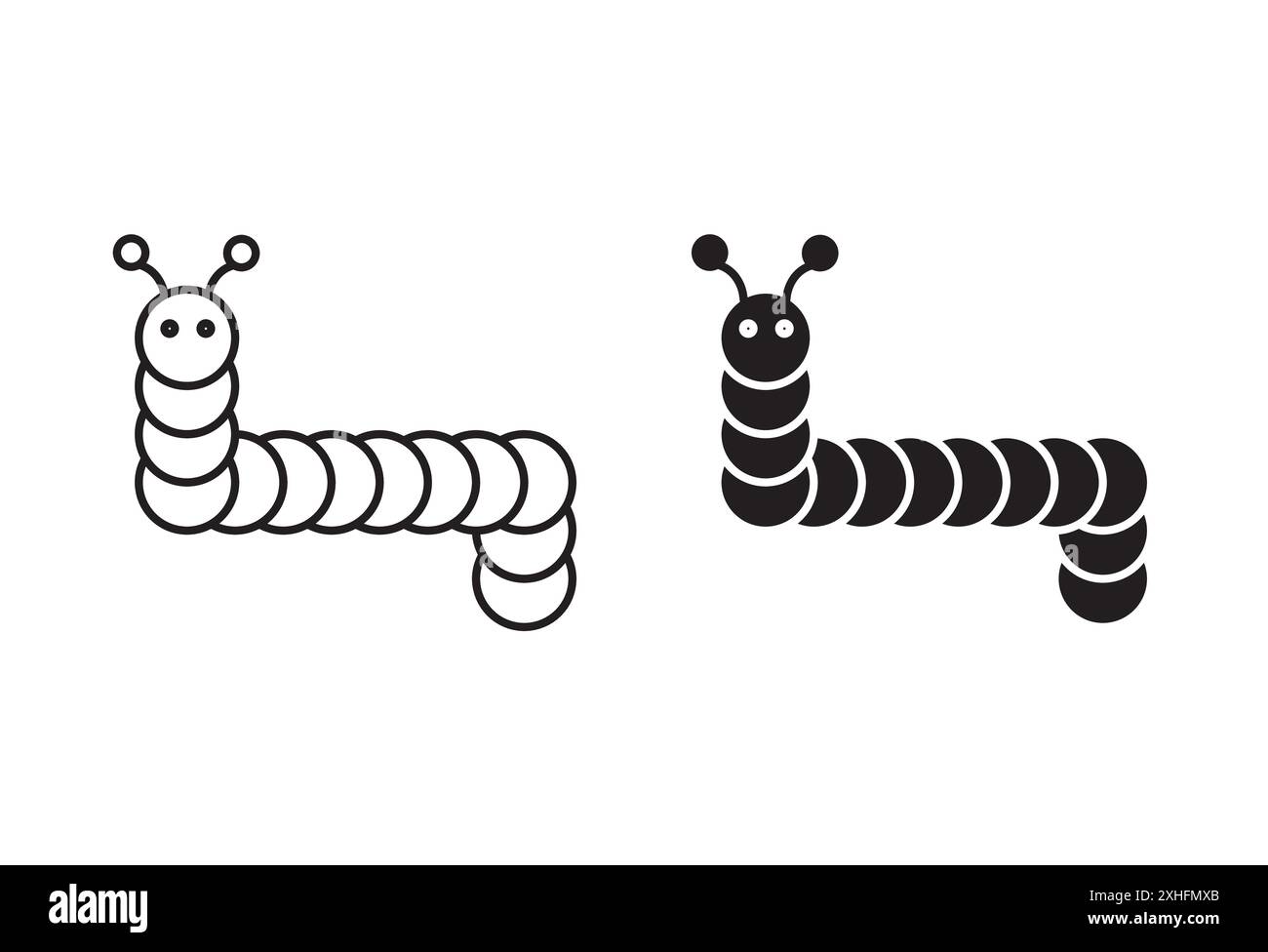 Caterpillar icon Vector symbol or sign set collection in black and ...