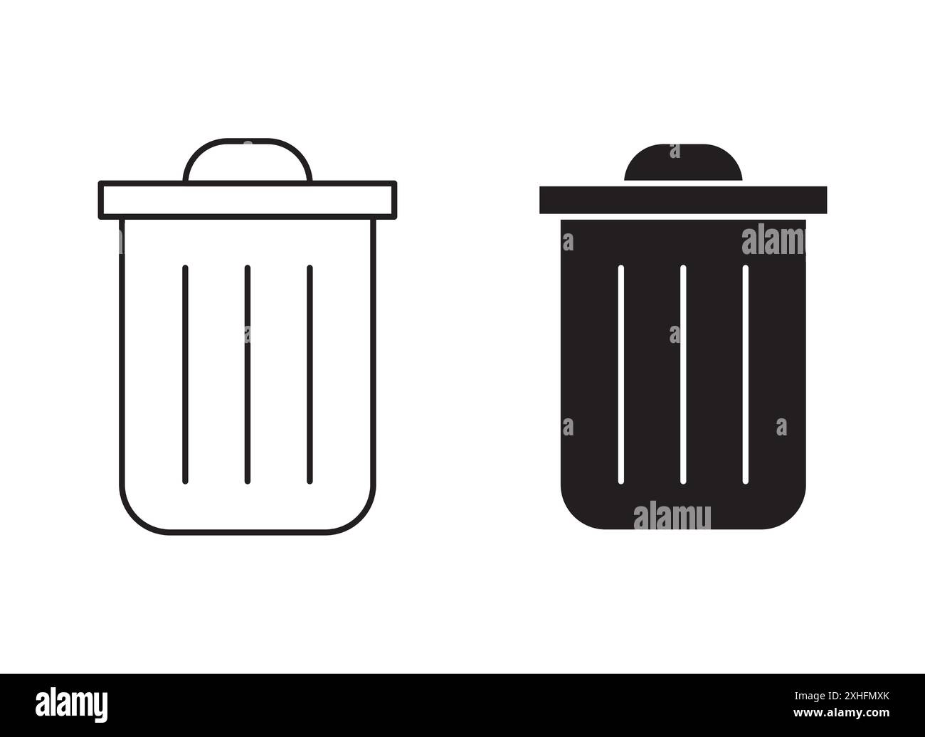 Delete icon Black line art vector in black and white outline set collection sign Stock Vector ...