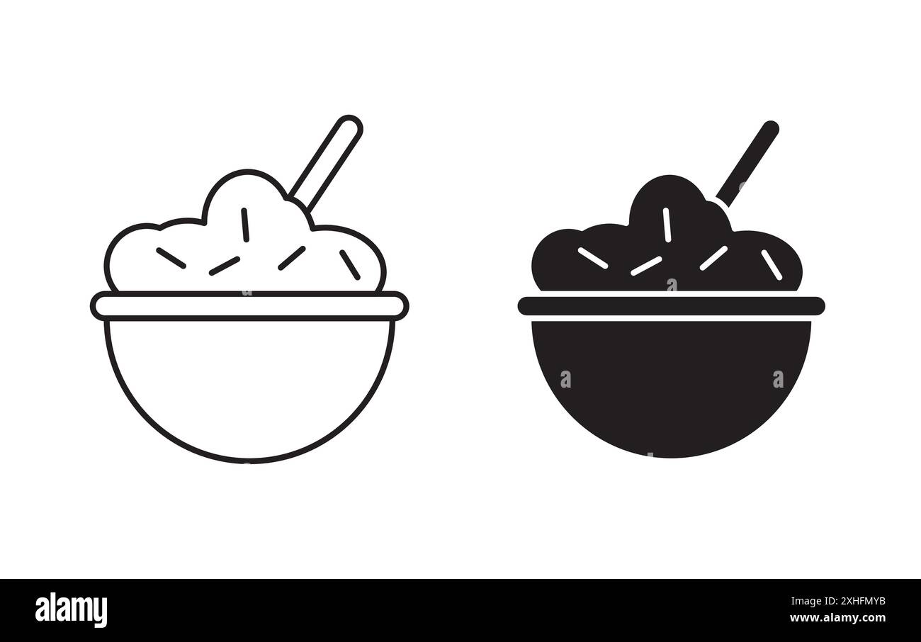 Granola icon Black line art vector in black and white outline set collection sign Stock Vector ...