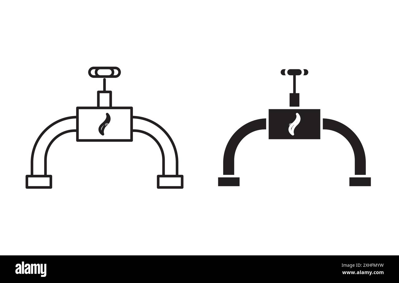 Gas pipe icon Black line art vector in black and white outline set collection sign Stock Vector ...