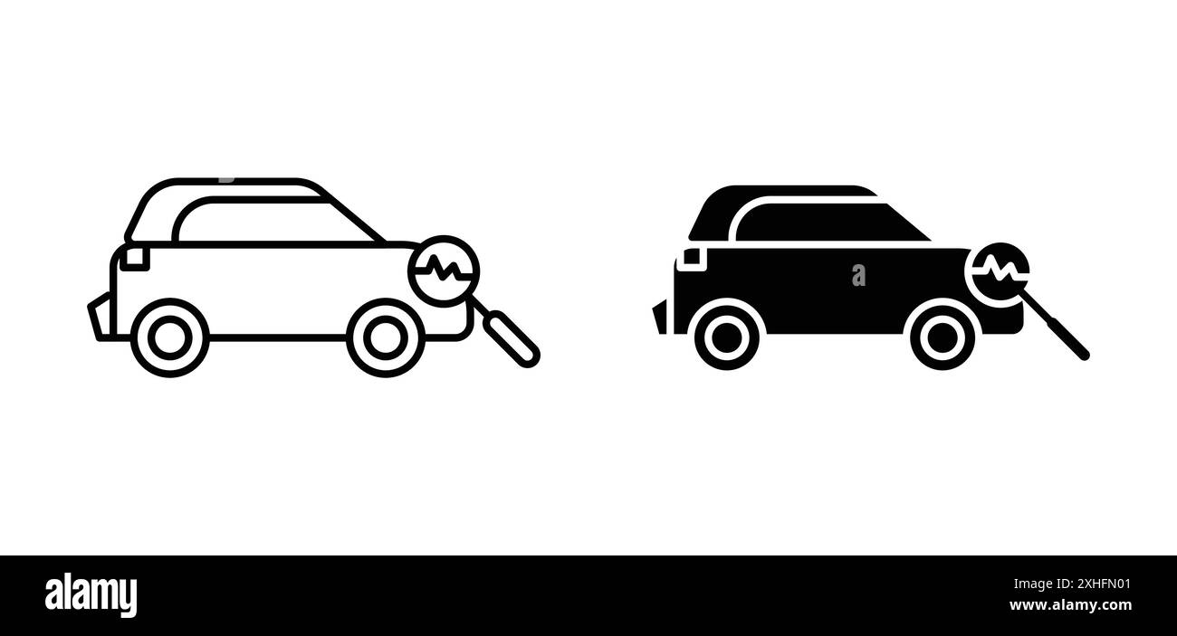 Car diagnostic icon Black line art vector in black and white outline ...