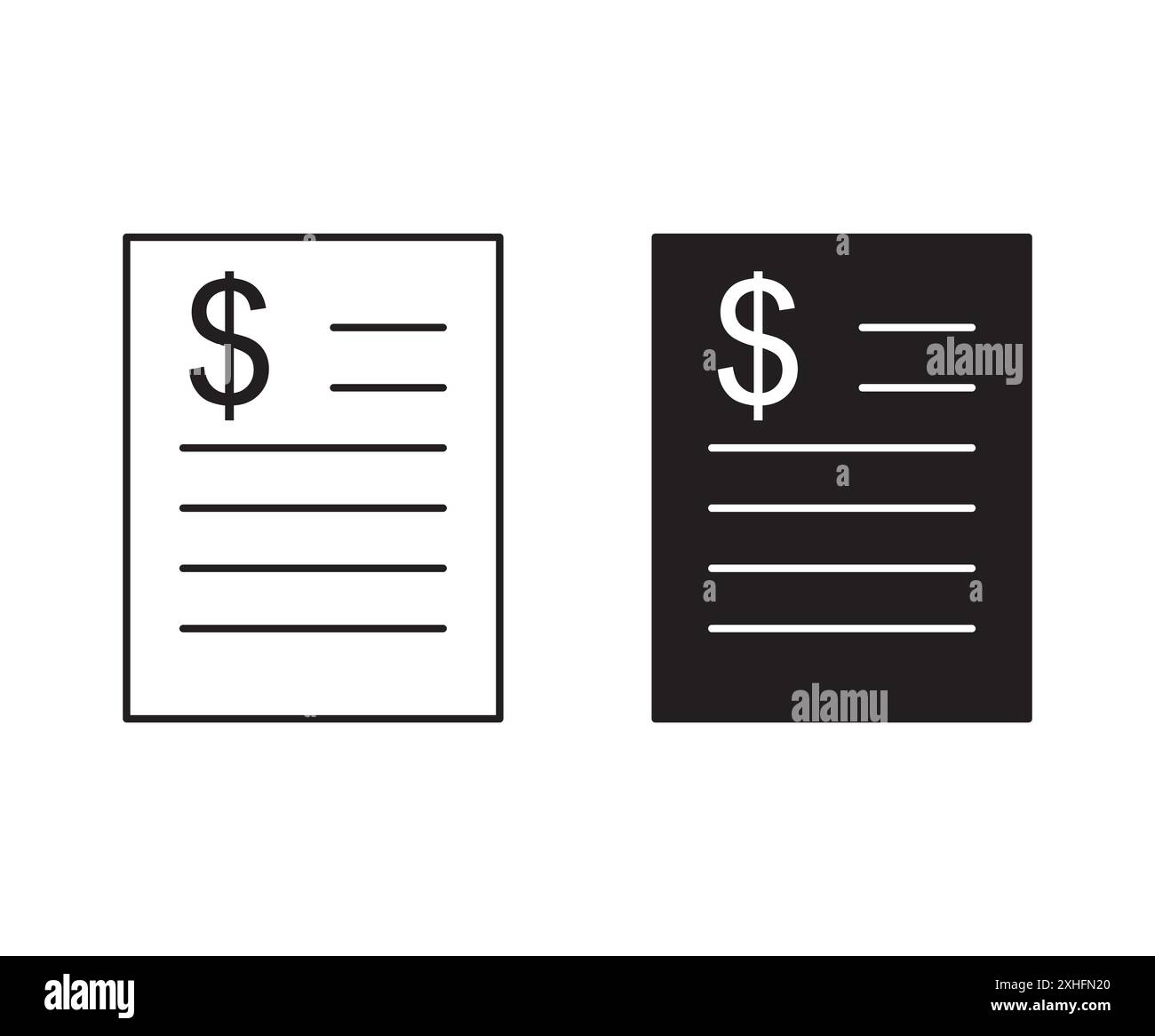 Invoice icon Vector symbol or sign set collection in black and white ...