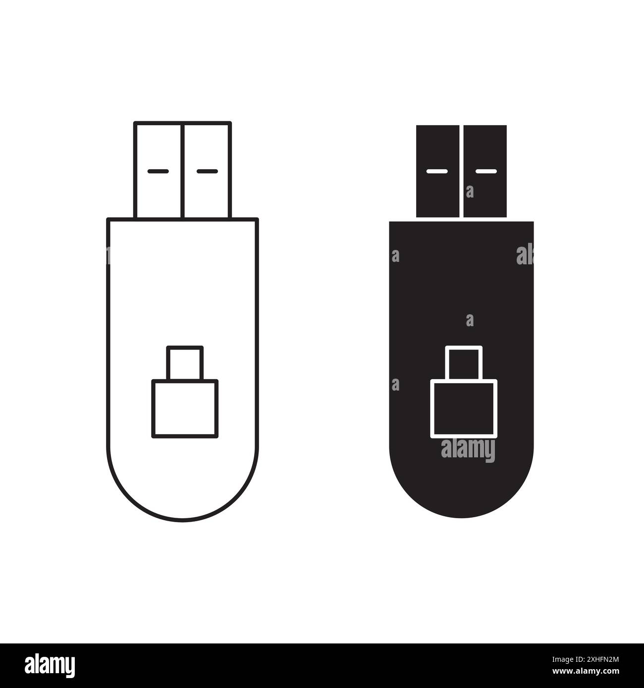Encrypted pendrive icon Black line art vector in black and white ...