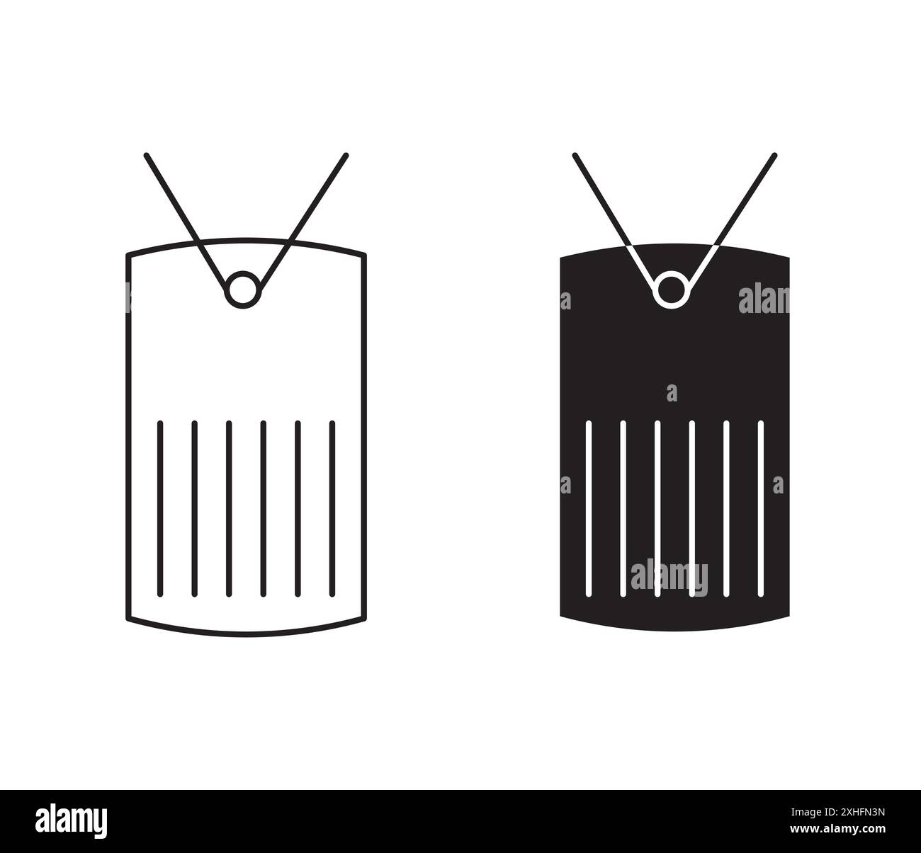 Dog tag icon Vector symbol or sign set collection in black and white ...