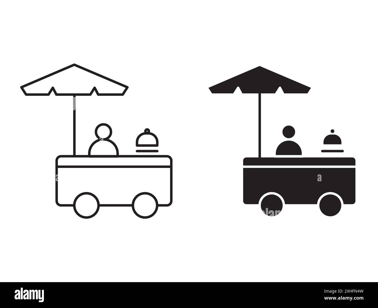 Food cart icon Vector symbol or sign set collection in black and white ...