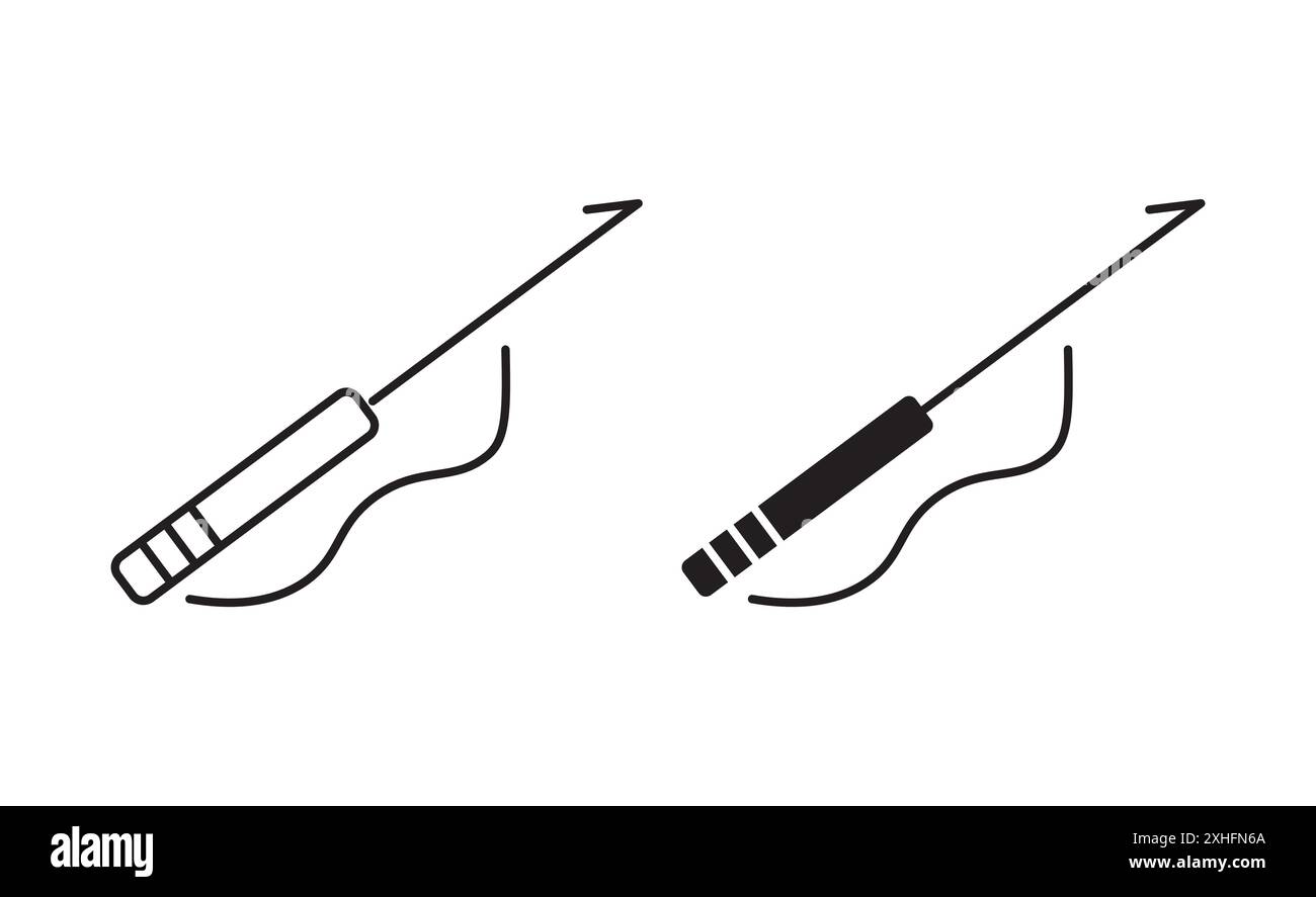 Harpoon icon Black line art vector in black and white outline set ...