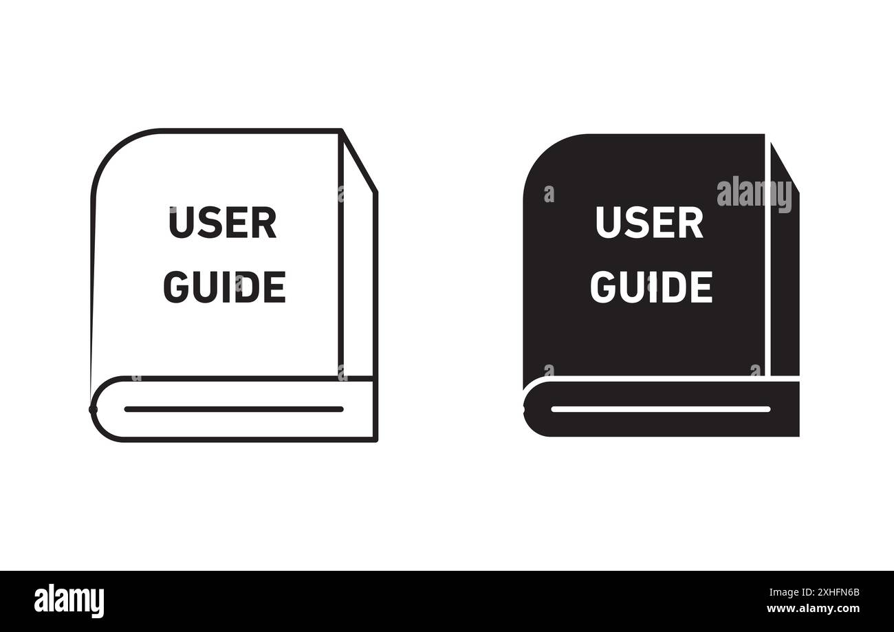 Guide icon Black line art vector in black and white outline set collection sign Stock Vector ...