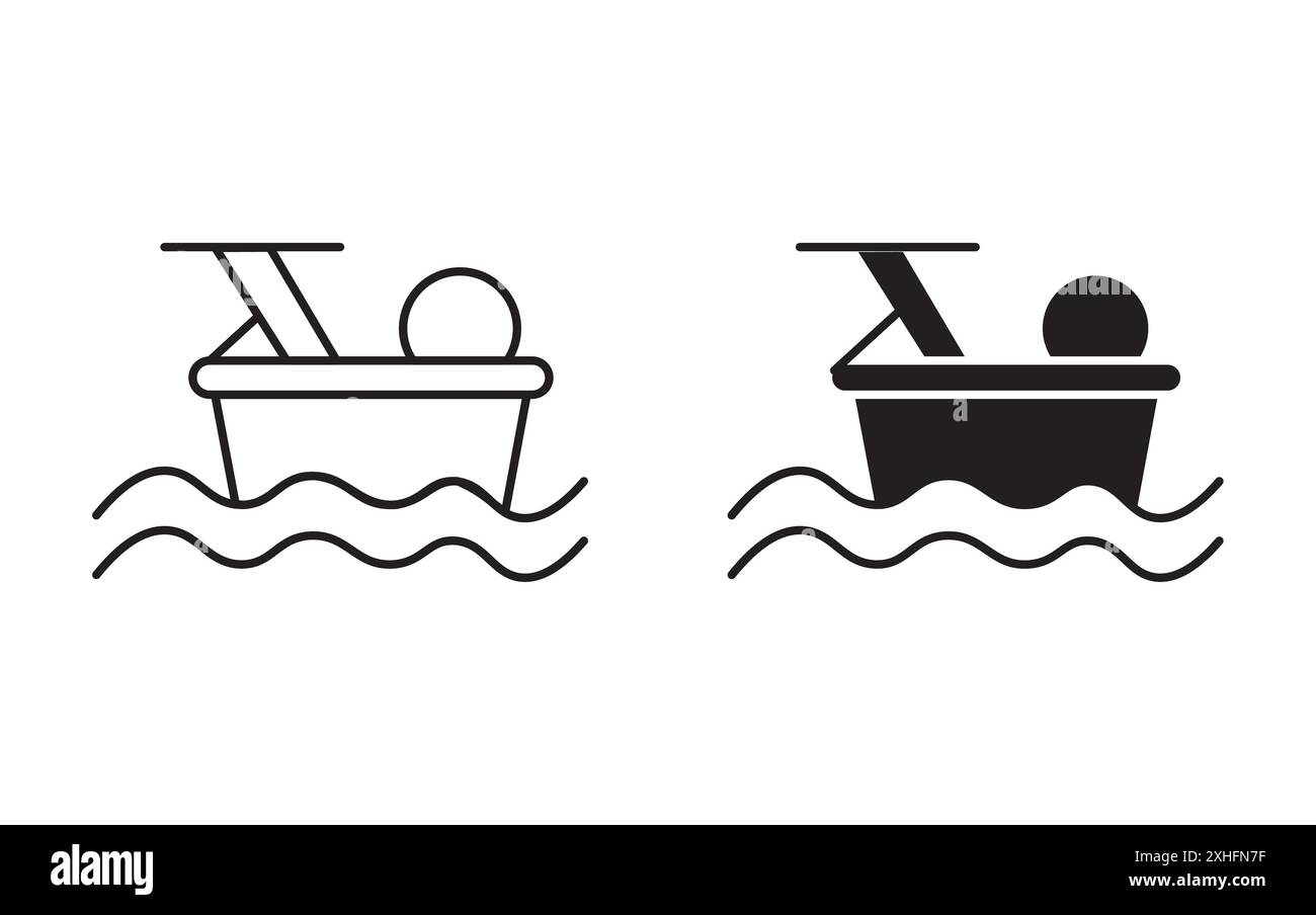 pedalo icon Black line art vector in black and white outline set collection sign Stock Vector ...
