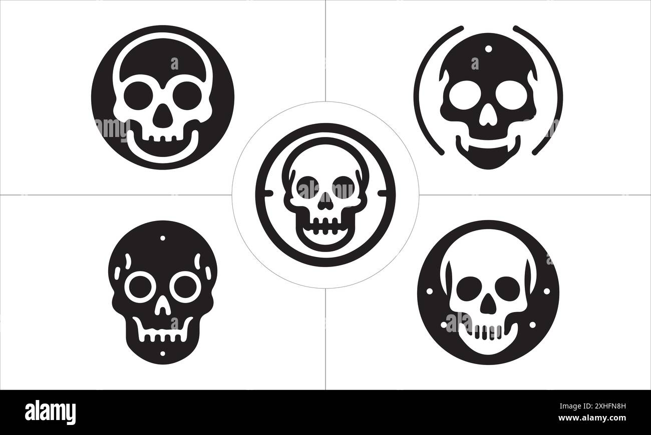 Set of Skull Logo Design Icon Symbol Vector Template Stock Vector Image ...