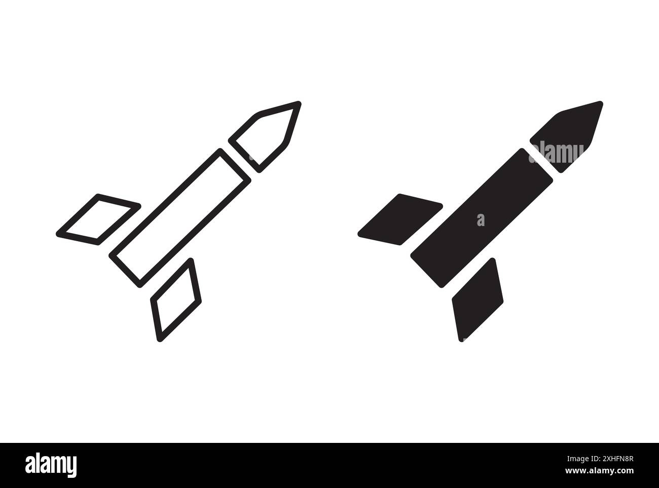 Missile icon Vector symbol or sign set collection in black and white ...