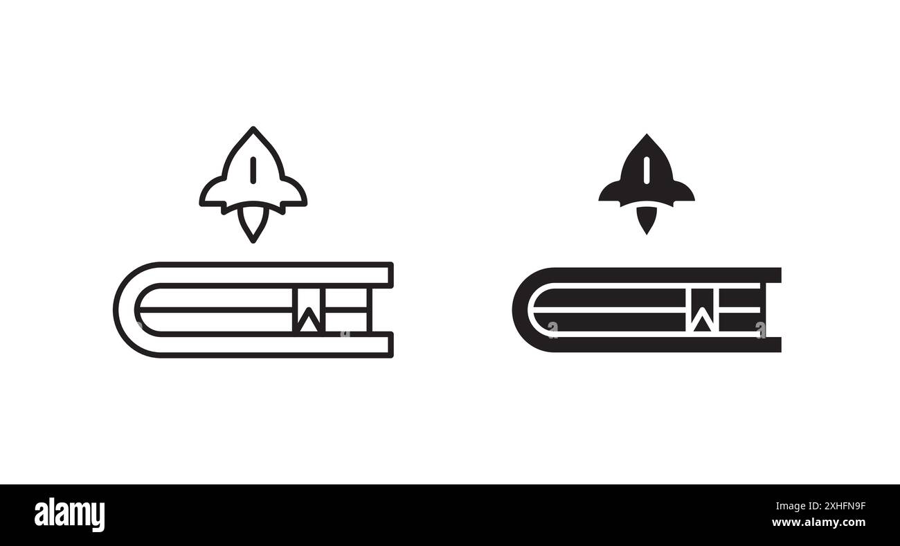 Science fiction icon Black line art vector in black and white outline ...