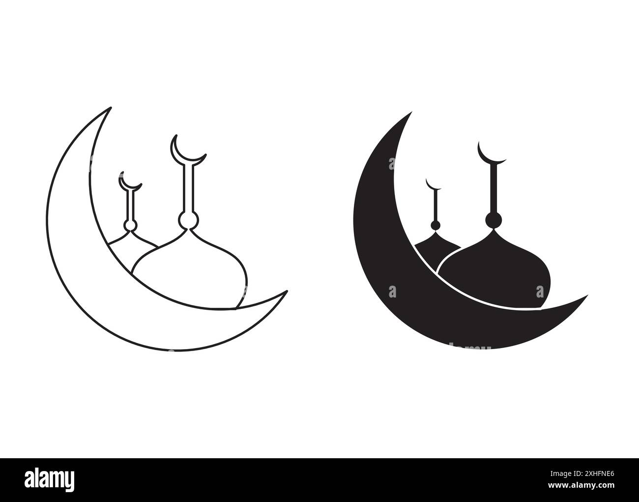 islamic ramzan icon Black line art vector in black and white outline ...