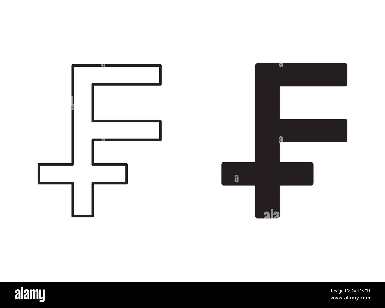 Swiss franc currency icon Vector symbol or sign set collection in black ...