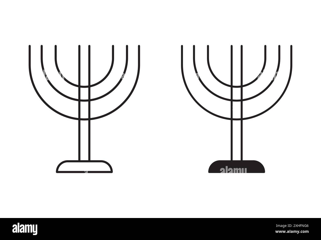 Jewish Candles icon Black line art vector in black and white outline set collection sign Stock ...