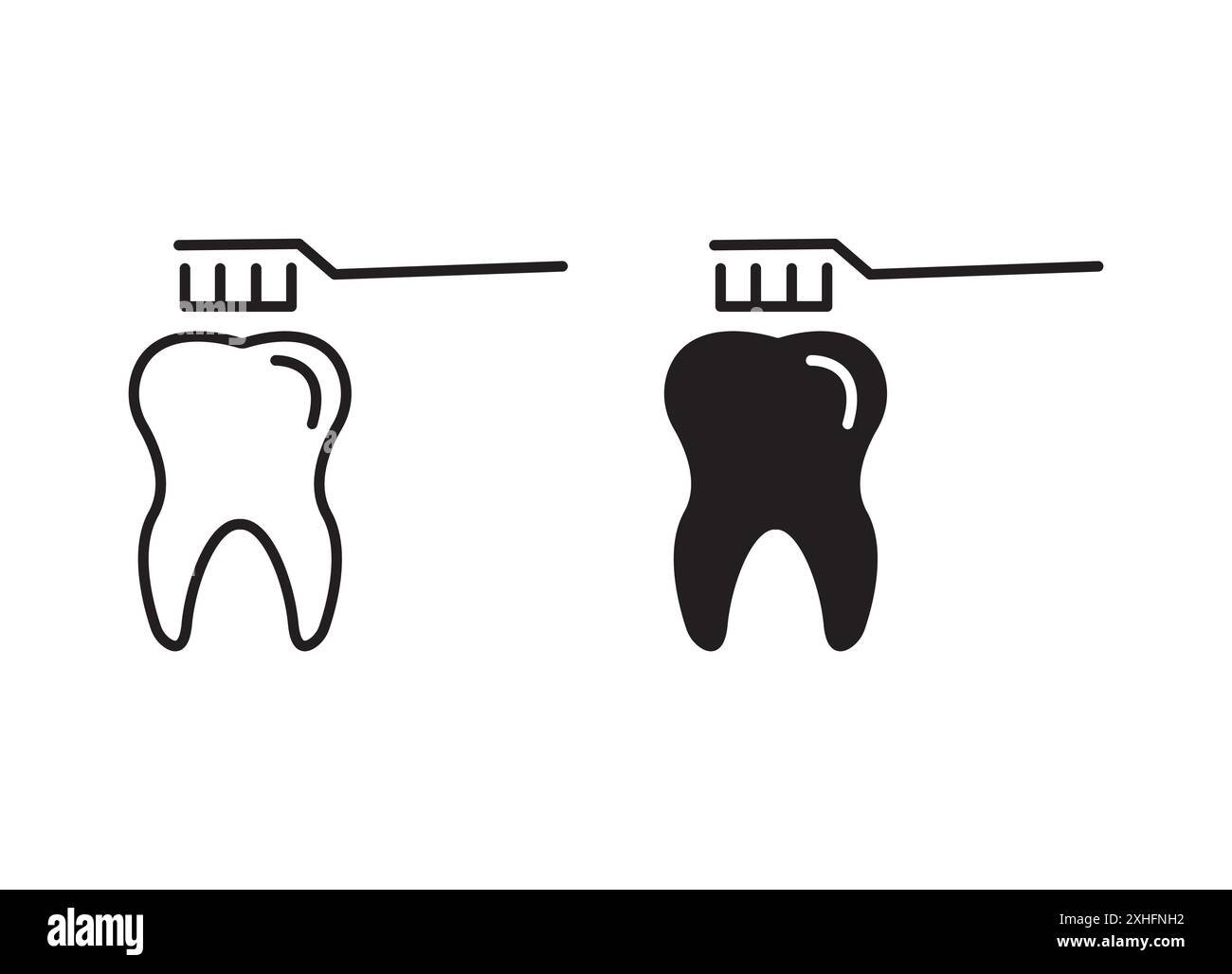 Tooth cleaning icon Vector symbol or sign set collection in black and ...