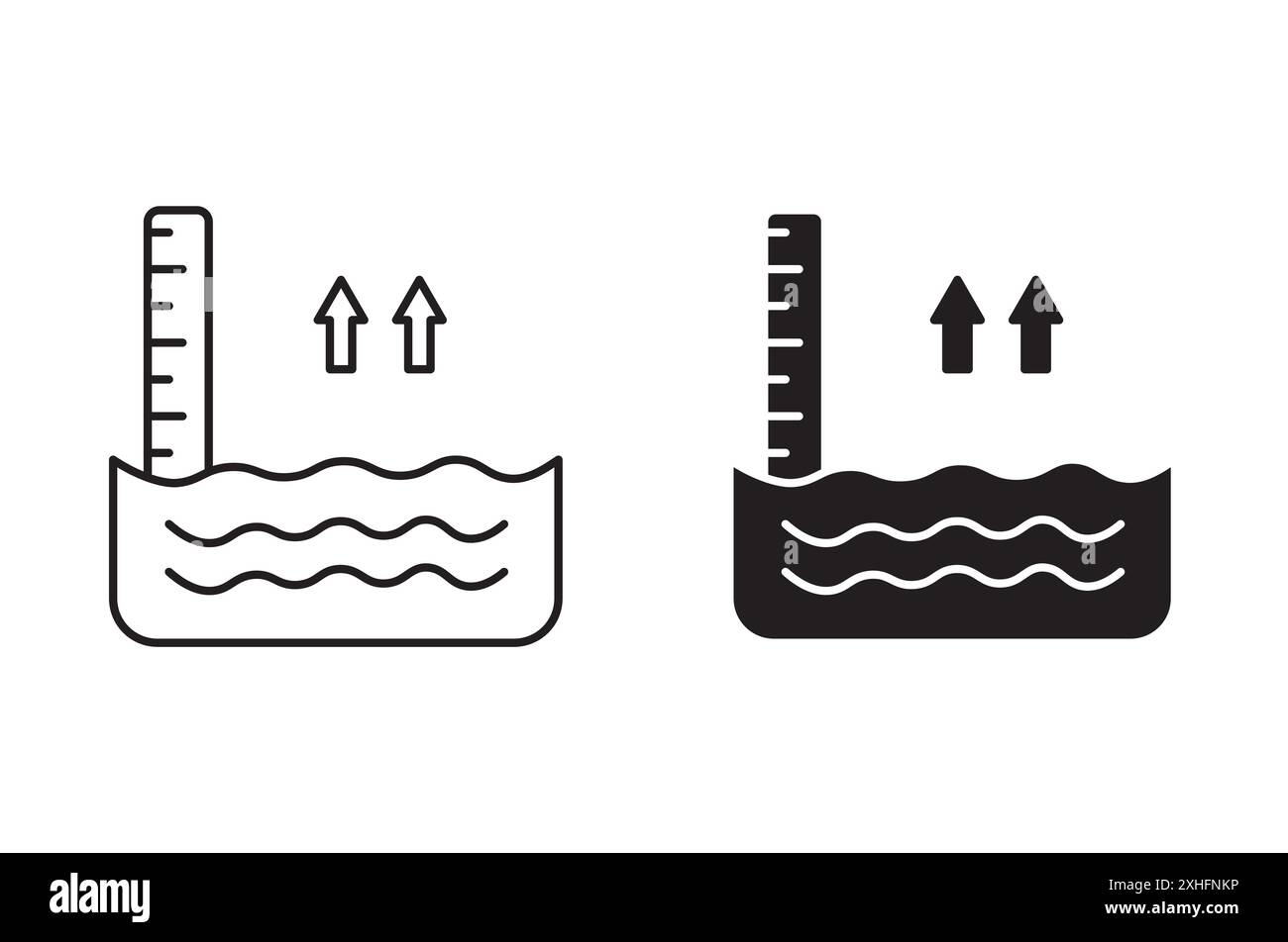 sea level icon Black line art vector in black and white outline set collection sign Stock Vector ...