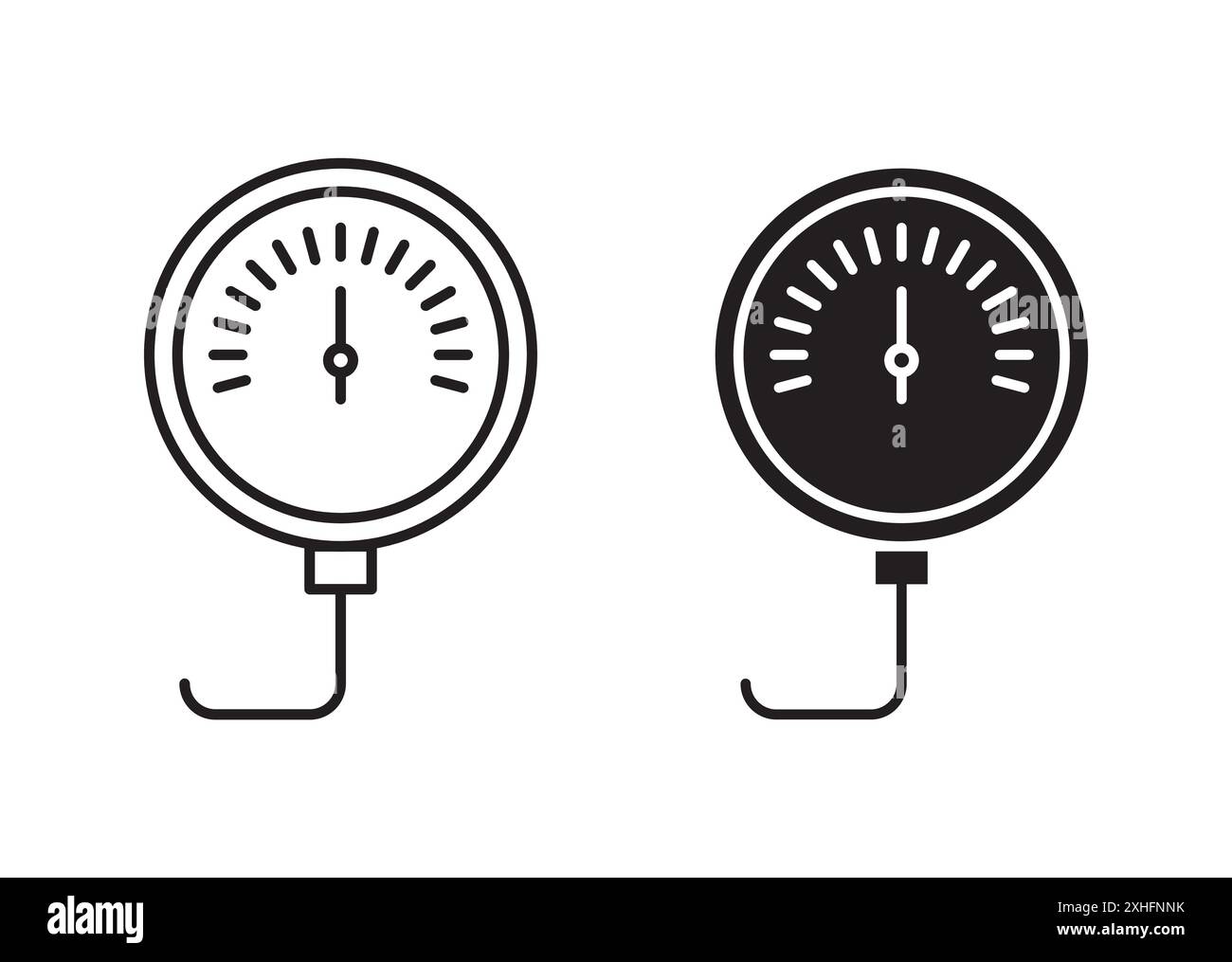 Tire pressure monitoring icon Black line art vector in black and white outline set collection ...