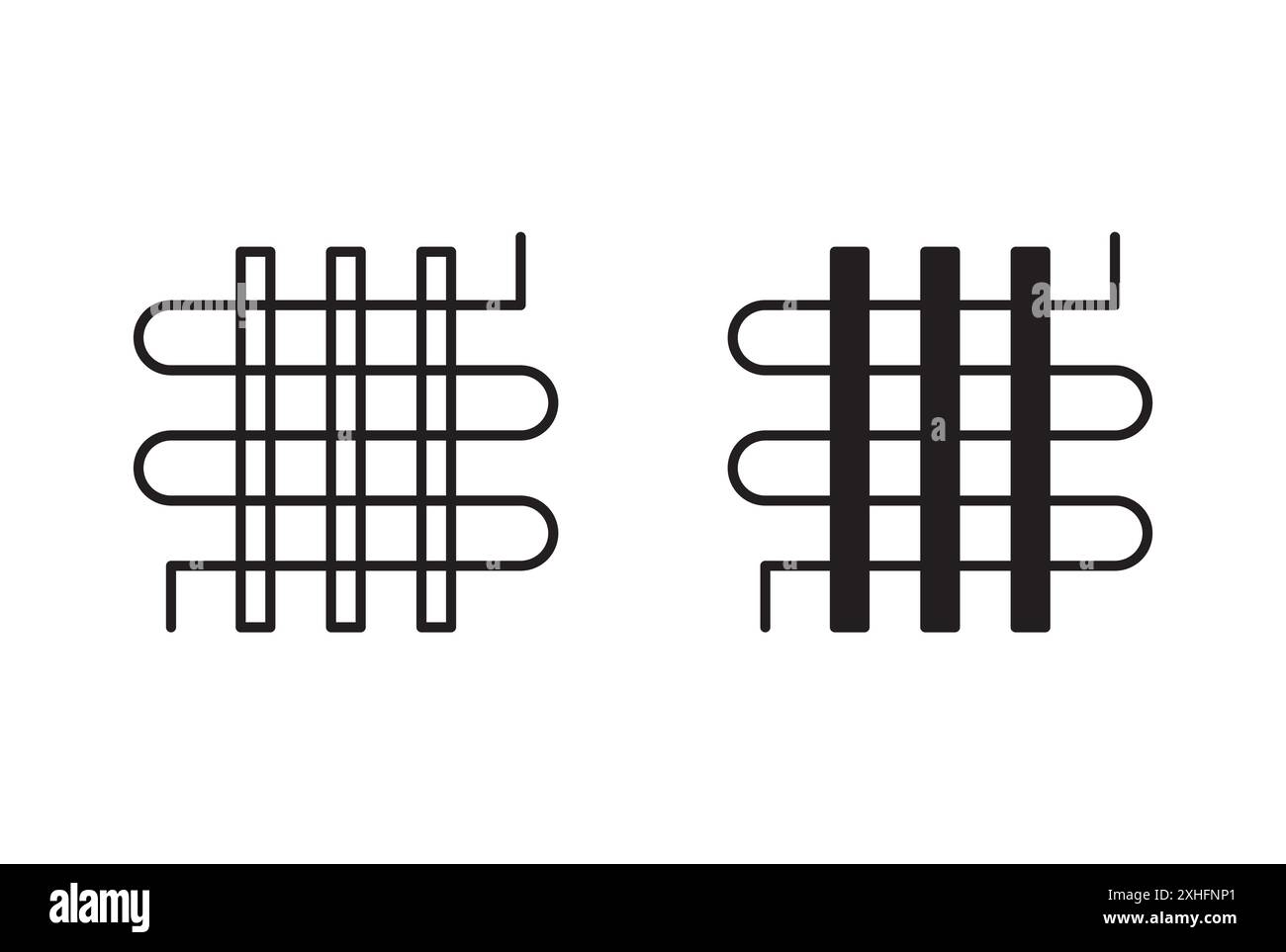 Underfloor heating icon Black line art vector in black and white outline set collection sign ...