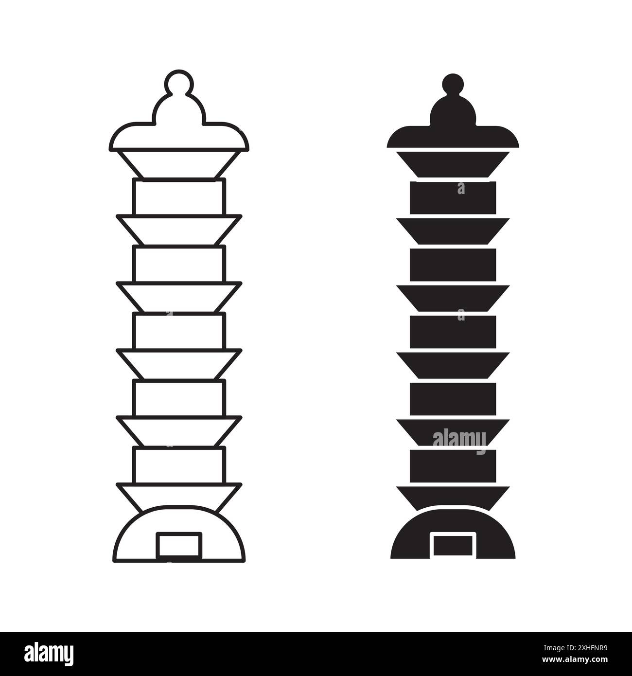 Porcelain Tower of Nanjing icon Vector symbol or sign set collection in ...