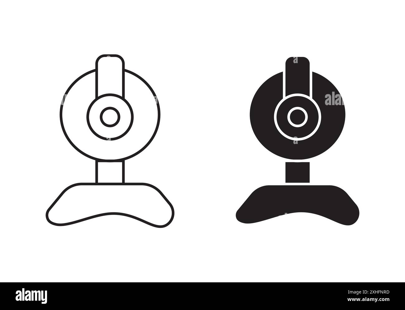 Web camera icon Black line art vector in black and white outline set ...