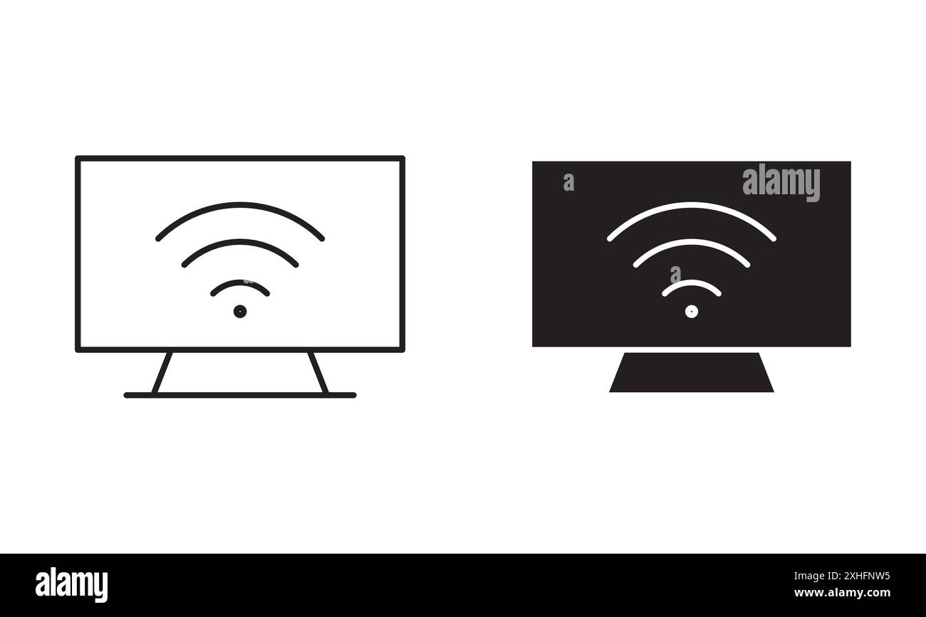 smart Television icon Vector symbol or sign set collection in black and ...