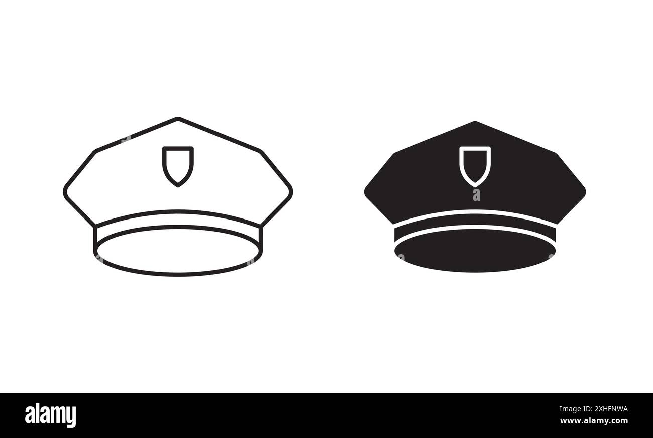Police officer cap icon Vector symbol or sign set collection in black ...