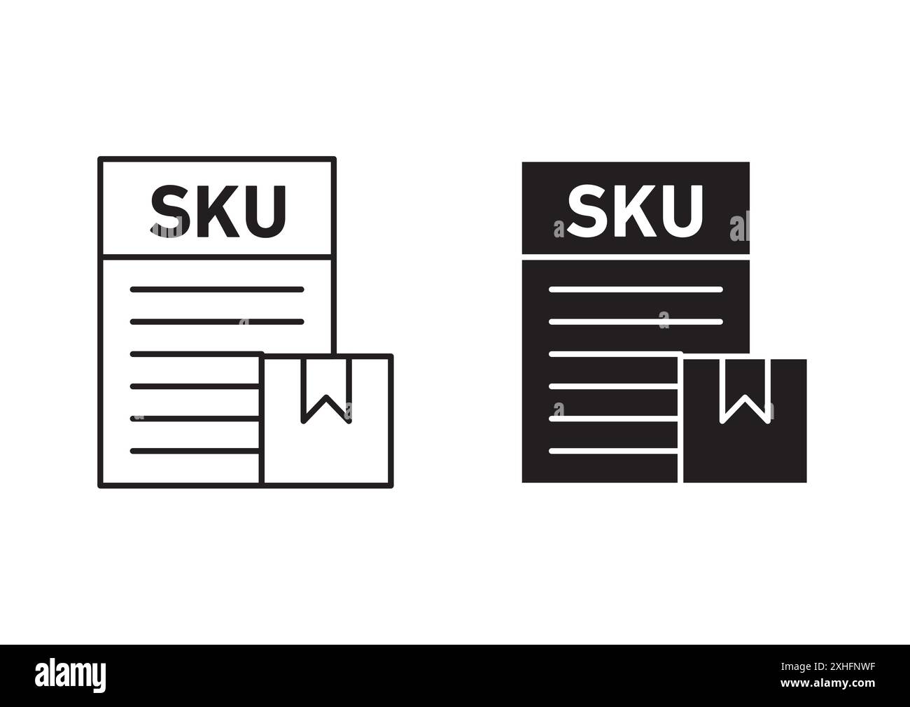 SKU description icon Black line art vector in black and white outline set collection sign Stock ...