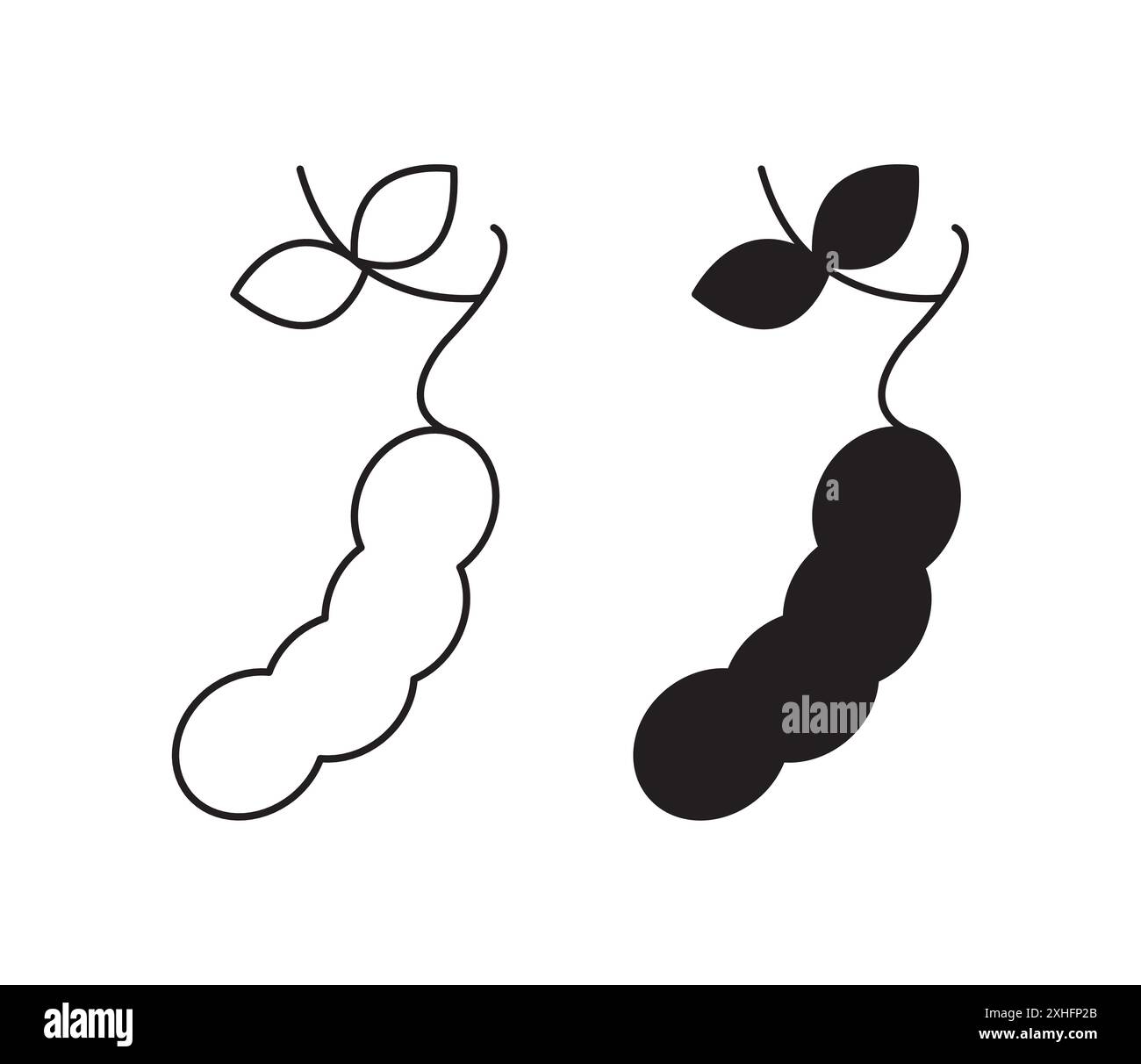 Tamarind icon Black line art vector in black and white outline set ...