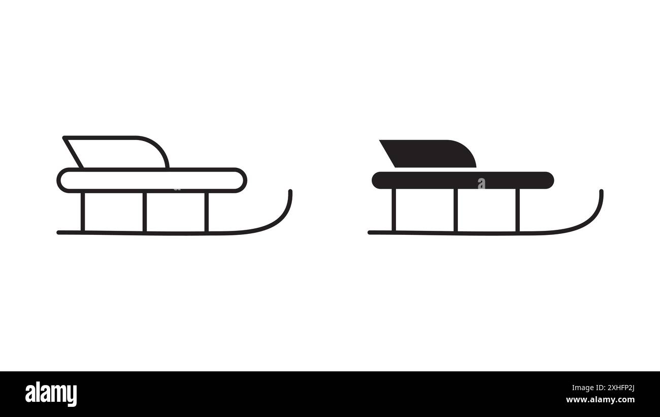 Sled icon Vector symbol or sign set collection in black and white ...