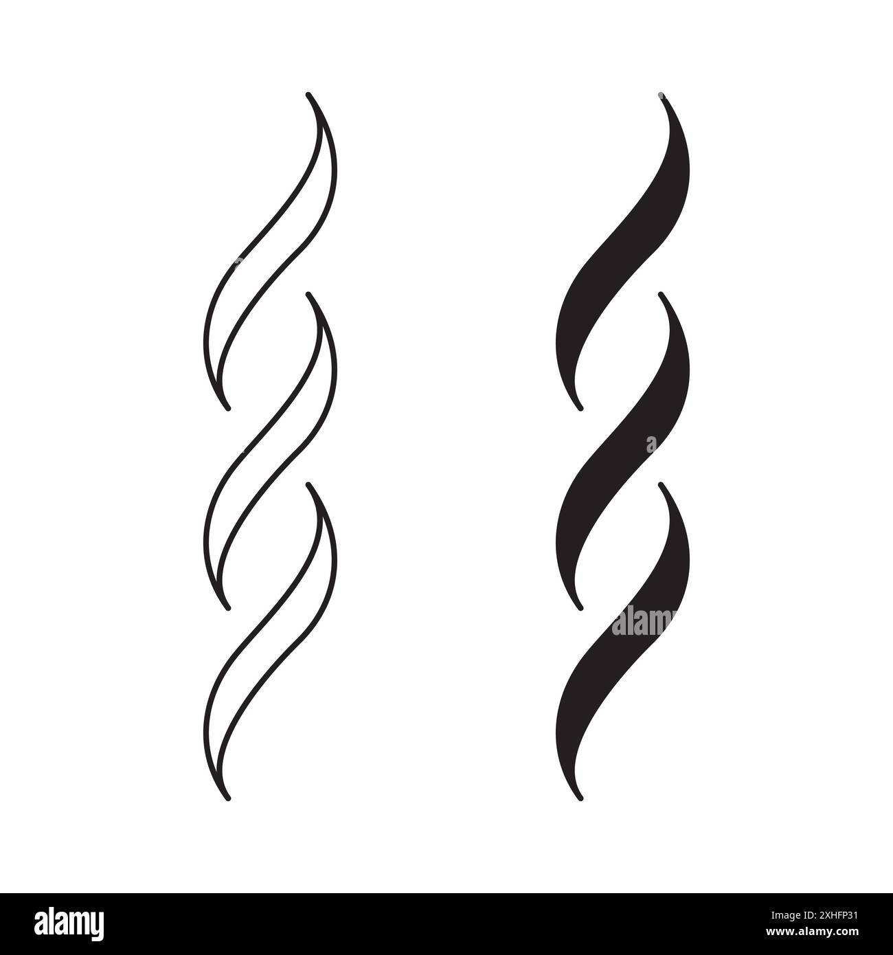 Smoke steam silhouette icon Black line art vector in black and white outline set collection sign ...