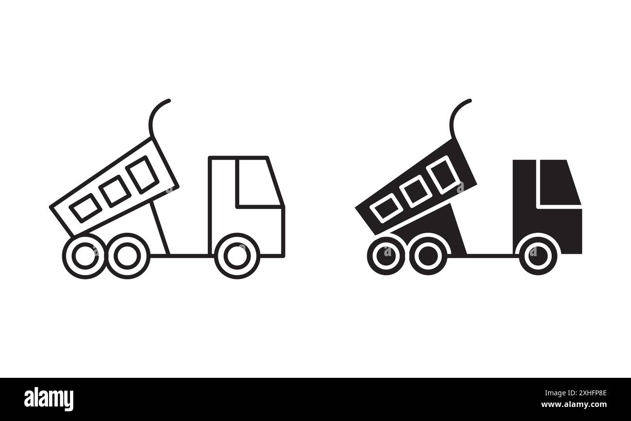 Tipper icon Vector symbol or sign set collection in black and white ...