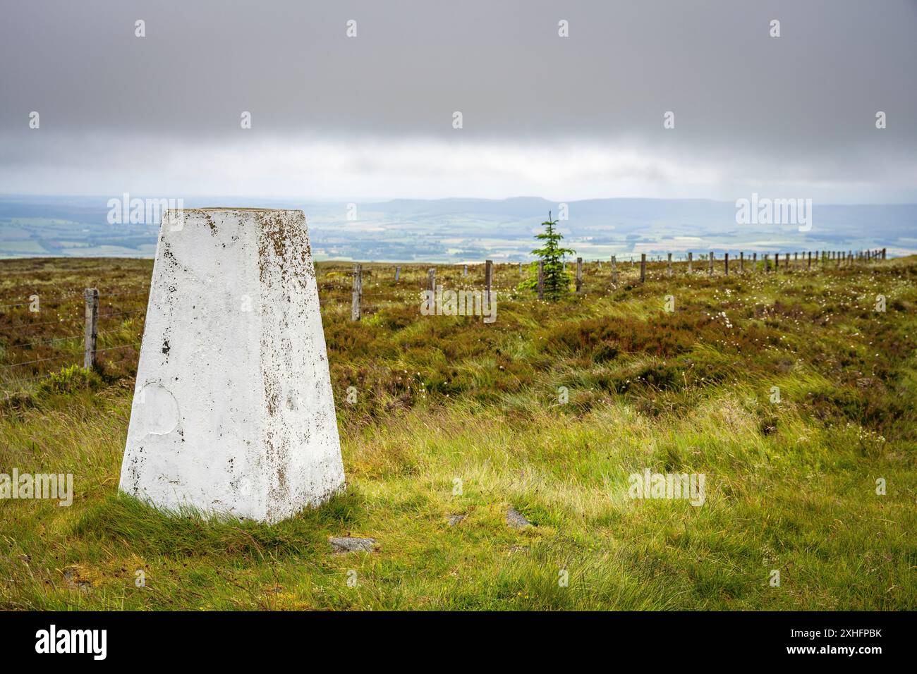 Triangulation pillar (trig point) on the peak of Wether Cairn, Cheviot ...