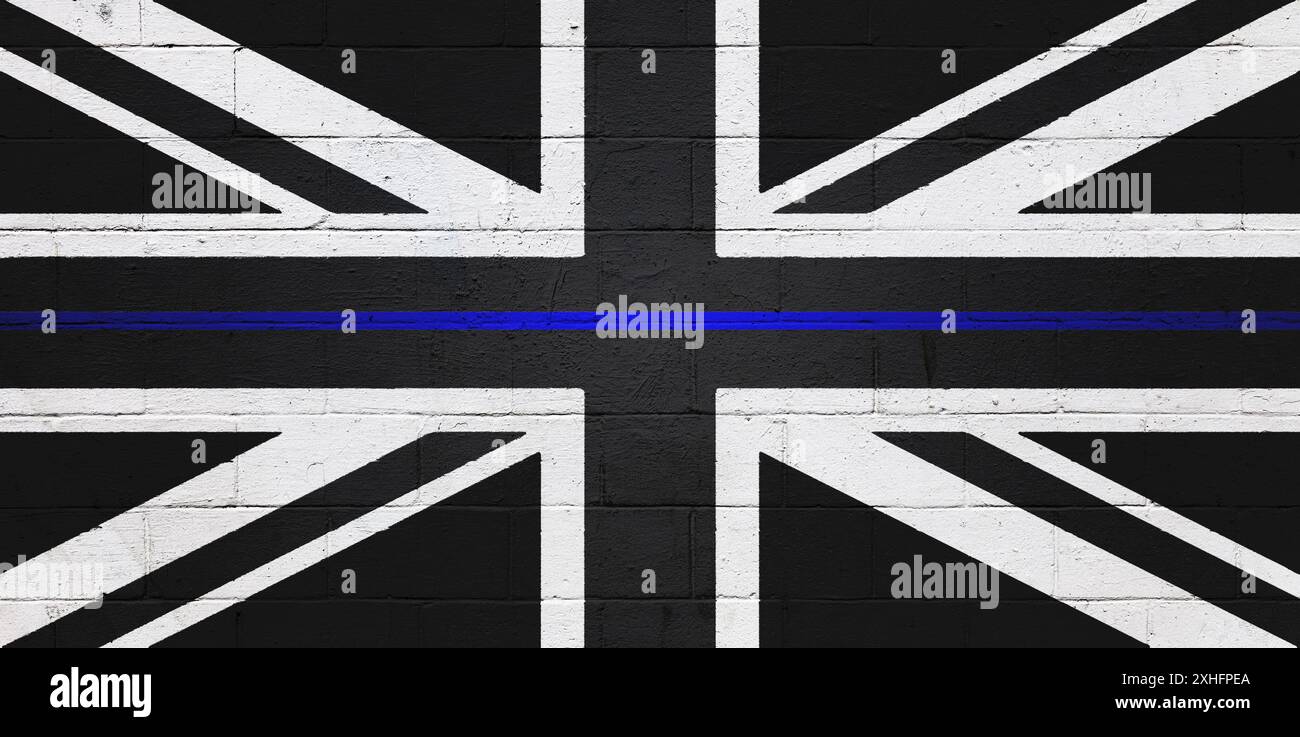 UK police support flag painted on a cinder block wall Stock Photo - Alamy