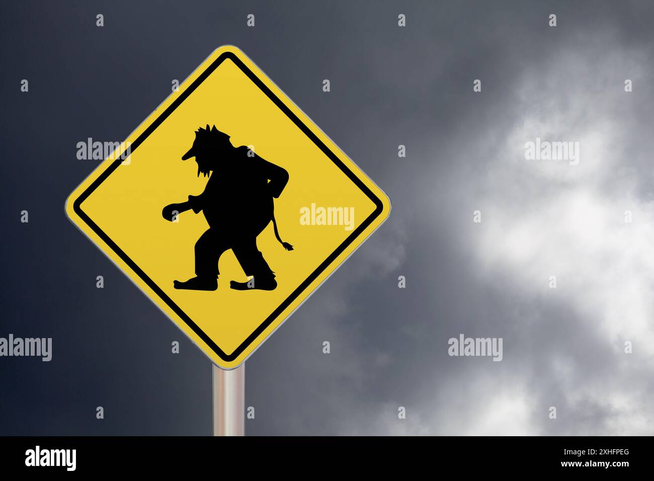 Diamond-shaped crossing sign with yellow background and black border ...